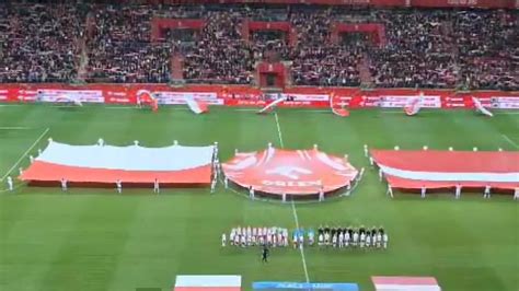 Hymn Polski przed meczem Polska Łotwa 2 0 Stadion Narodowy w
