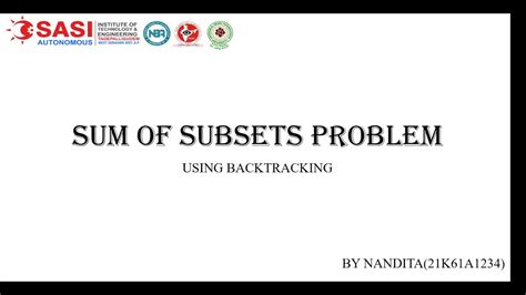 sum of subsets using backtracking nandita 21k61a1234 youtube