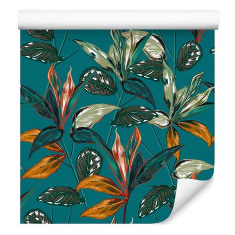 Tapeta do salonu tropikalne kolorowe liście natura PT 5008 VER 53