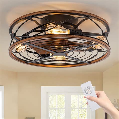 Caged Ceiling Fan With Light 20 In Bladeless Ceiling Fan With Remote
