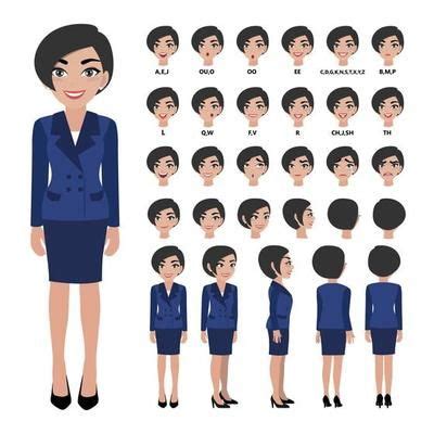 Cartoon Character With Business Woman In White Shirt For Animation