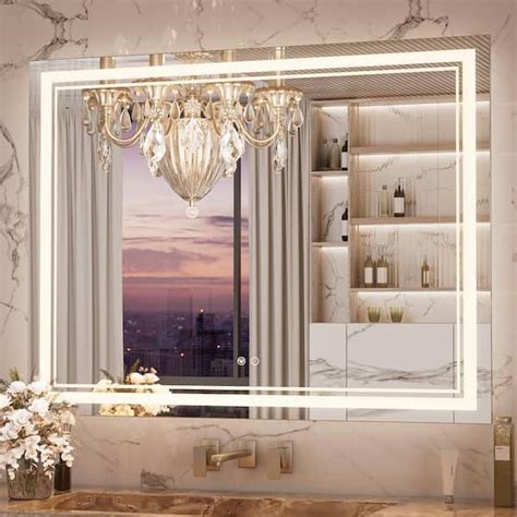 KeonJinn 48 In W X 36 In H Large Rectangular Frameless LED Light Anti