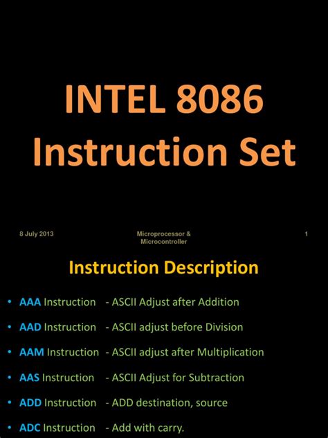8086 instruction set pdf binary coded decimal instruction set