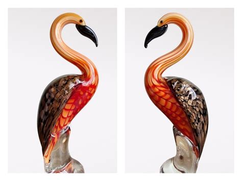 Murano Style Glass Flamingo Art Glass Murano Style Pink Flamingo Bird