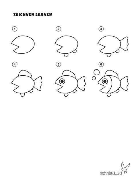 Kleine Ostsee Fans können lernen einen Fisch zu zeichnen Ostsee