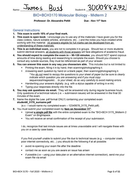 Midterm Example Name Student