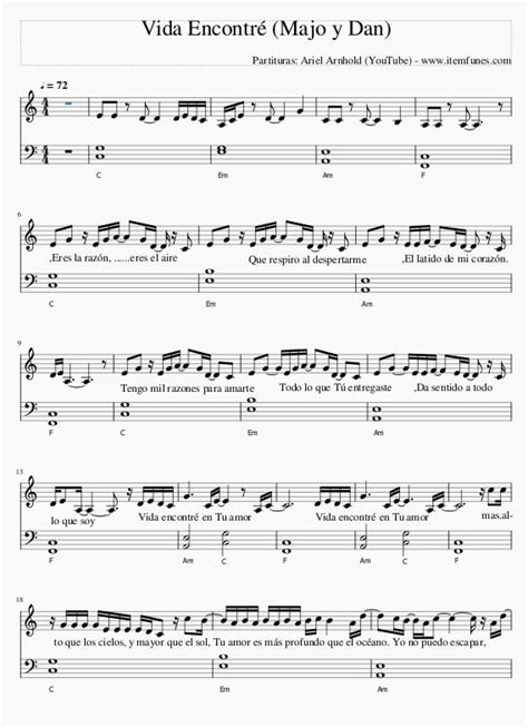 VIDA ENCONTRE Majo Y Dan Partitura Cristiana Piano Completa Letras
