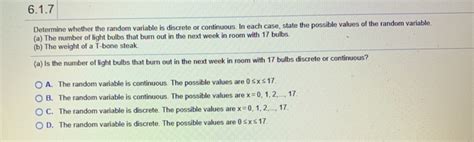 solved 6 1 7 determine whether the random variable is