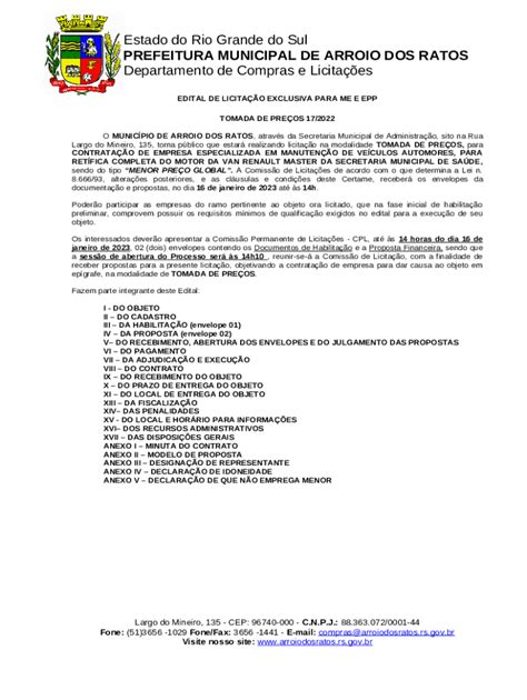 Licitaes E Contratos Do Municpio De Pato Branco Doc Template