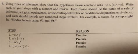 solved 6 using rules of inference show that the hypotheses