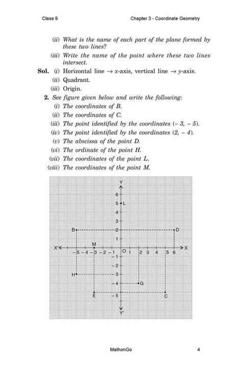 NCERT Solutions For Class 9 Maths Chapter 3 Coordinate Geometry