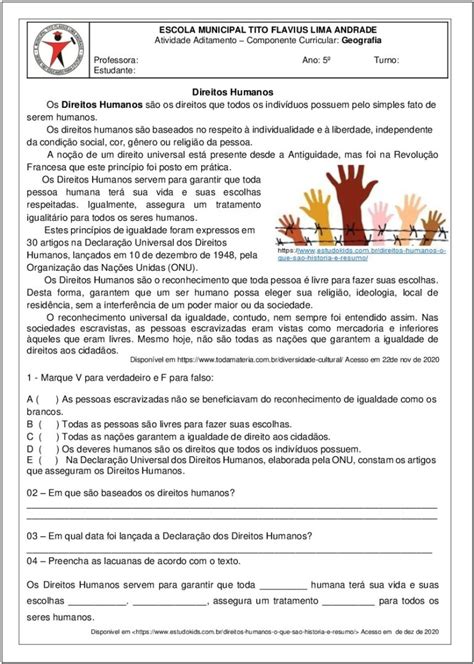 Atividade De Cidadania 6 Ano Image To U