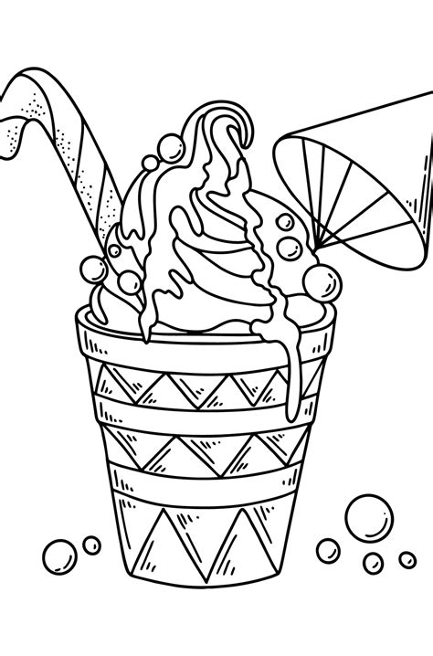 Yummy Ice Cream Cream Coloring Page For Adults Online Coloring Home