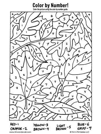 Fall Color By Number Preschool