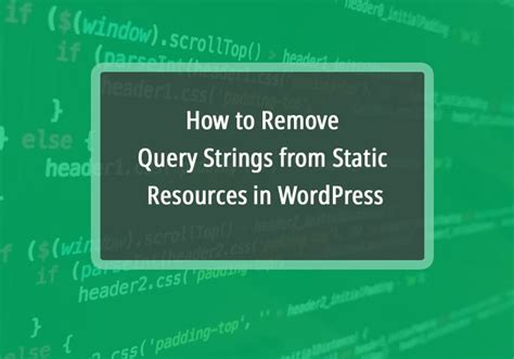 how to remove query strings from static resources in wordpress world of wp