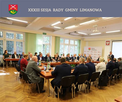 Zaproszenie na XXXIII Sesję Rady Gminy Limanowa 7 grudnia 2023
