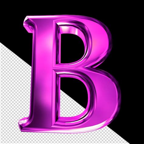 Símbolo 3d roxo letra biselada b PSD Premium