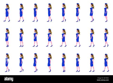 Air Hostess Character Walk Cycle Animation Sequence Loop Animation