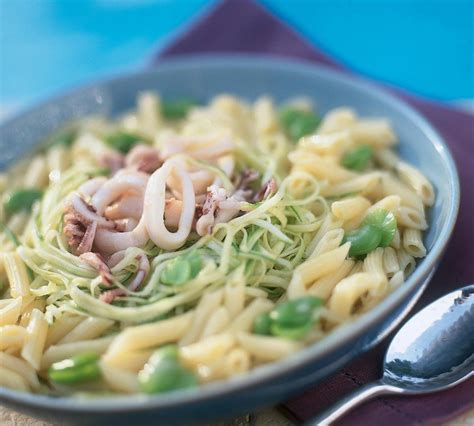 Recette salade de mini penne aux calmars fèves courgettes Cuisine