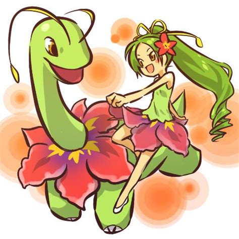 Image Of Pokémon Meganium And Girl Anime Vice Pokemon Gijinka Pokemon Pokemon Art