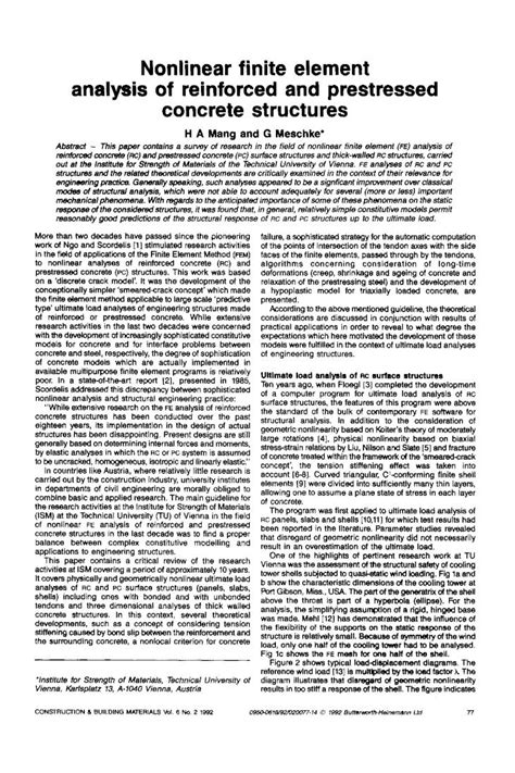 pdf nonlinear finite element analysis of reinforced and prestressed concrete structures