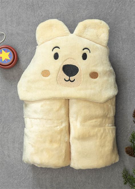 Cobertor Bebê Microfibra Capuz Bege Urso Ropek Moda Bebê