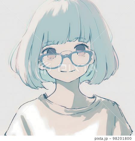10代のメガネをかけたキュートな女性AI生成画像のイラスト素材 98201800 PIXTA