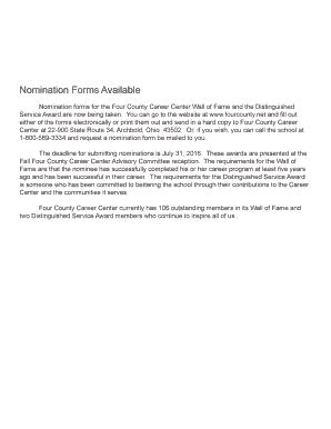 Fillable Online Nomination Forms Available Fourcounty Net Fax Email