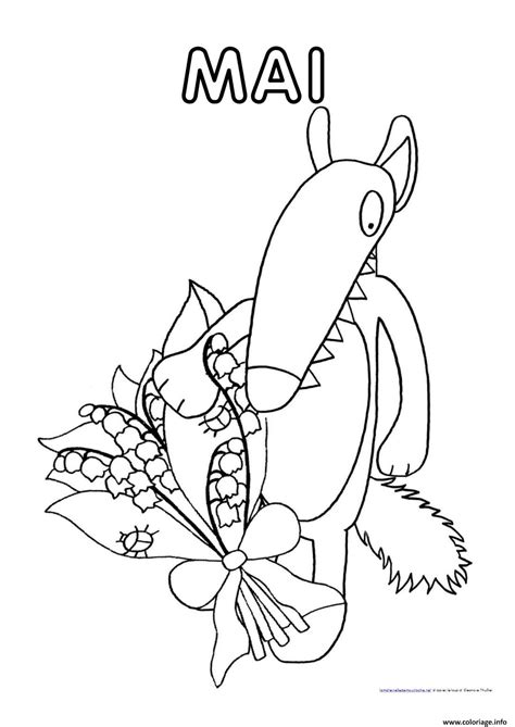 Coloriage Loup Mois Mai Dessin Loup Auzou à imprimer