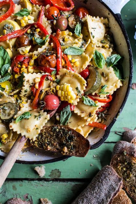 Garden Veggie Ravioli Skillet With Pistachio Herb Butter Best Ravioli