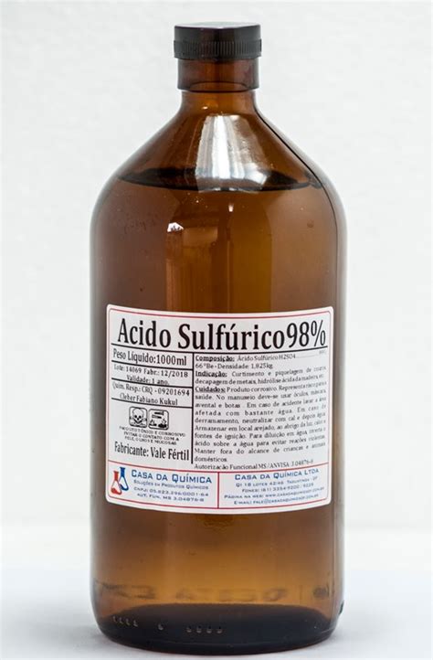 Ácido sulfúrico 98 Casa da Química