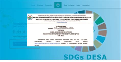 Pengumuman Hasil Seleksi Administrasi Rekrutmen PLD 2022 Updesa