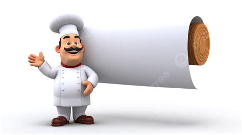Fundo Ilustração 3d Estilo Cartoon De Um Chef Segurando Um Banner Fundo