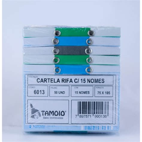 Cartela Rifa Nomes Tamoio Papelaria Criativa