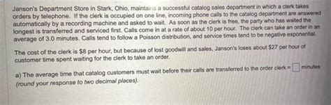 Solved Janson S Department Store In Stark Ohio Maintains A Chegg