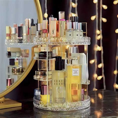 Jual Tempat Make Up Organizer Diamond Rak Kosmetik Acrylic Putar 360