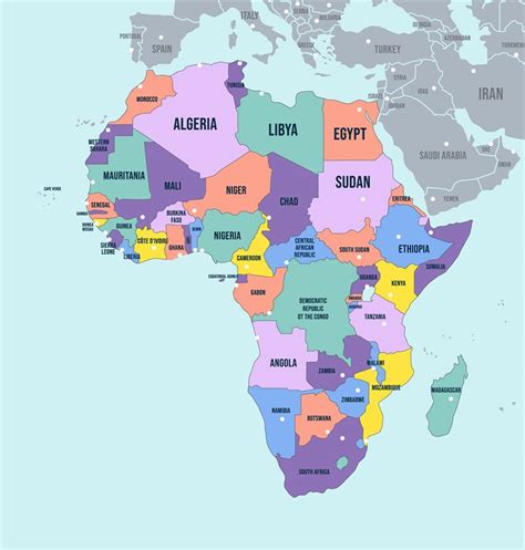 Political Map Of Africa Continent English Labeled Countries Names And