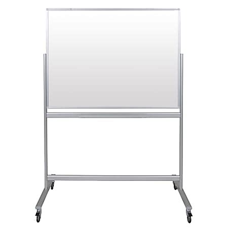 Luxor Double Sided Mobile Magnetic Glass Dry Erase Whiteboard X