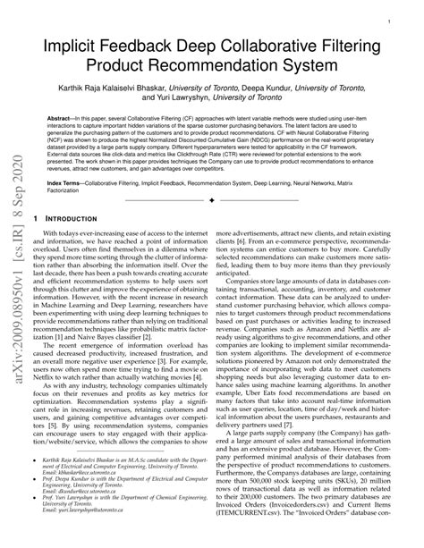 pdf implicit feedback deep collaborative filtering product recommendation system