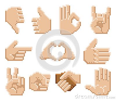 Pixel Art Hand Icons Cartoon Vector CartoonDealer 78494609