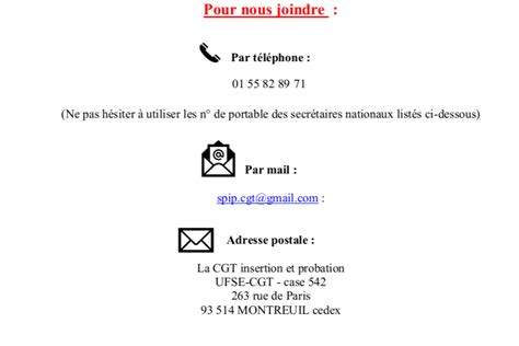 CONTACTS NATIONAUX CGT Insertion Probation