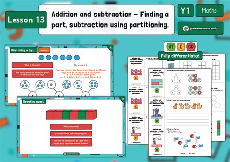 year 1 addition and subtraction within 10 finding a part subtraction using partitioning