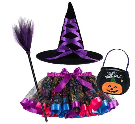 Strój Przebranie Halloween Czarownica Wiedźma Tutu Wielokolorowa 104