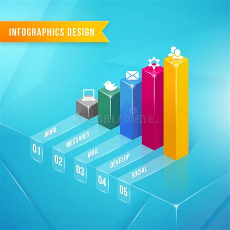 Statistics Business 3d Graph Bar Chart Vector Infographic With Steps
