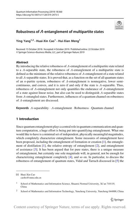 robustness of Λ entanglement of multipartite states request pdf