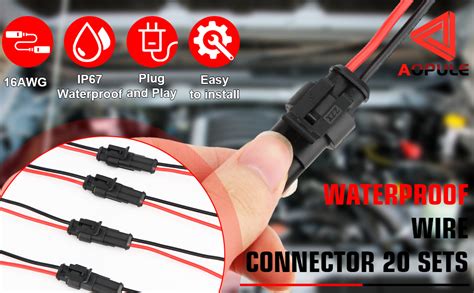 Amazon Aopule 16 AWG Waterproof Wire Connectors 2 Pin Connectors