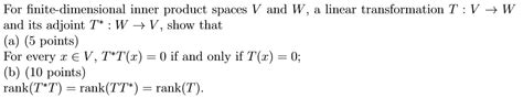 solved for finite dimensional inner product spaces v and w