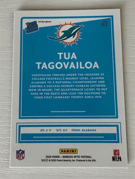 2020 Panini Donruss Optic Football TUA TAGOVAILOA Rated Rookie Blue