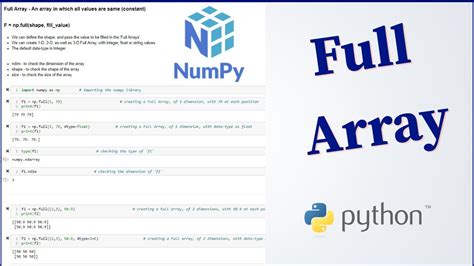 python numpy tutorial 4 full array np full youtube