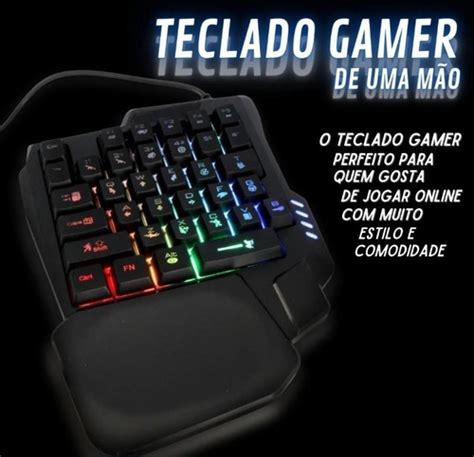 Teclado Uma Mão Gamer Usb Led Rgb Pc Notebook Single Handed